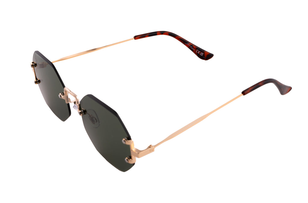 Gold Rimless Frame With Green Lenses Jeepers Peepers