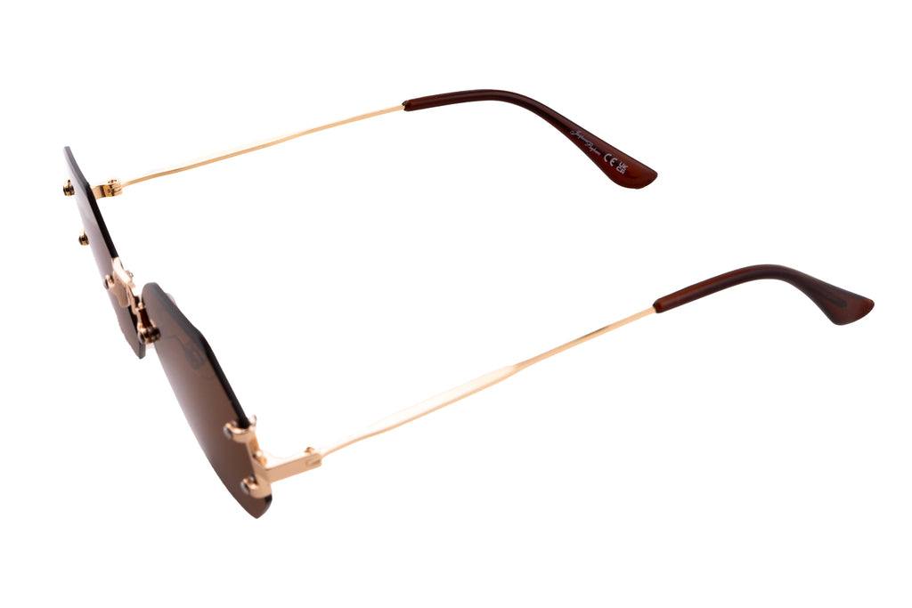 Gold Rimless Frame With Brown Lenses Jeepers Peepers