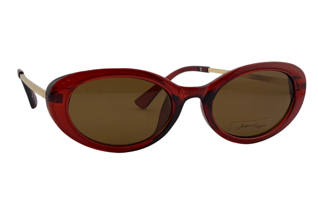 RED OVAL FRAME WITH BROWN LENSES – Jeepers Peepers
