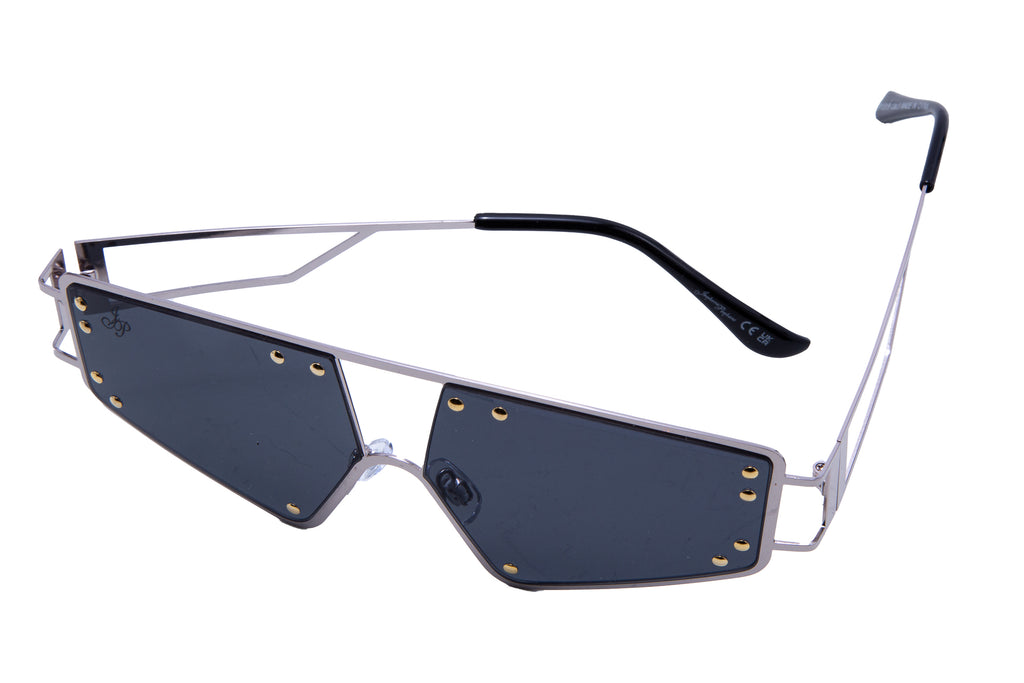 SILVER VISOR SHAPE WITH BLACK LENSES – Jeepers Peepers